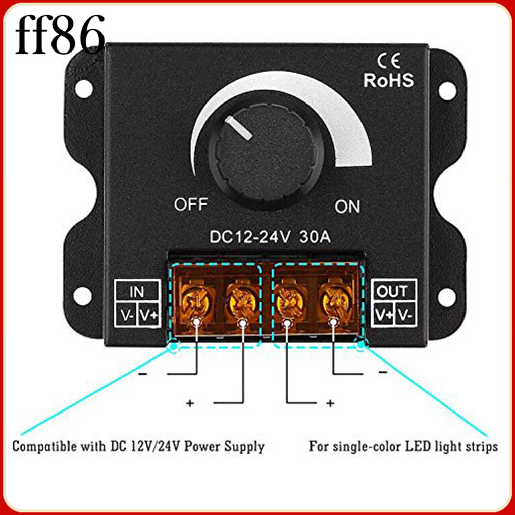 DC 12-24V LED 0-100% Stepless Dimmer Modulator Indoor Supply Brightness ...