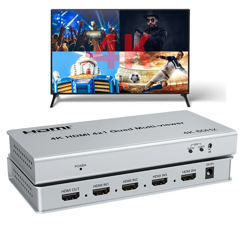 4K HDMI Quad Multi Viewer 4 in 1 out Seamless Switcher 4K 60Hz HDMI ...