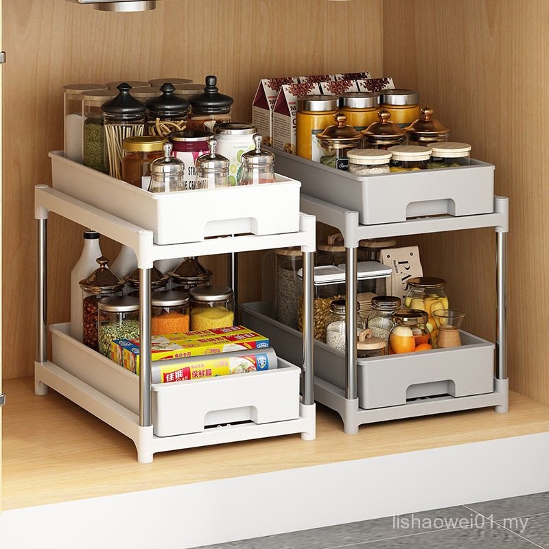 Under Kitchen Sink Cabinet Drawer Shelf Pullable Seasoning Rack Floor ...