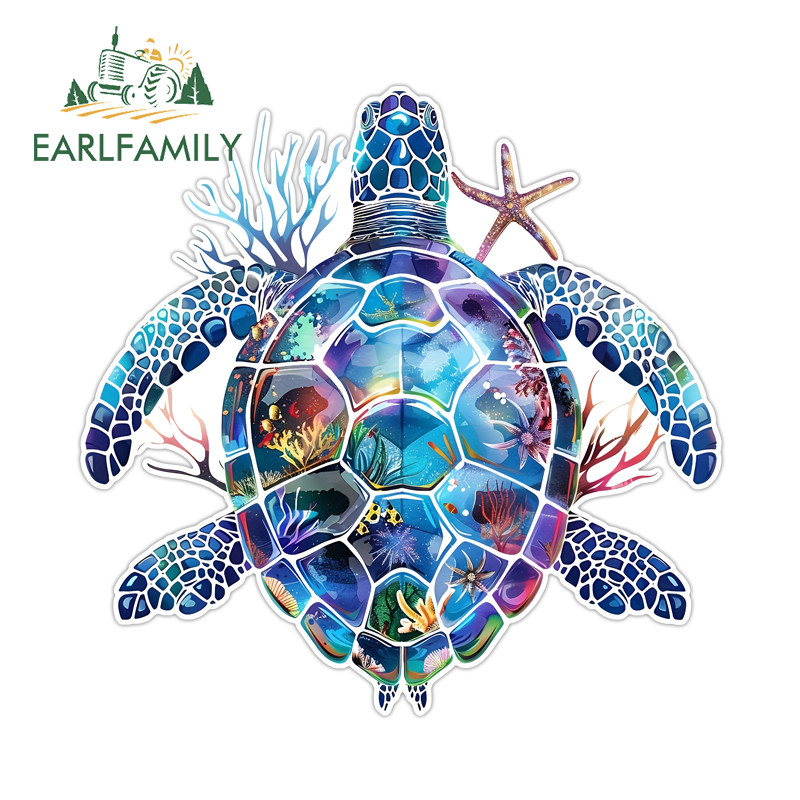 EARLFAMILY 13cm x 12.8cm Sea Turtle Car Sticker Motorcycle Laptop ...