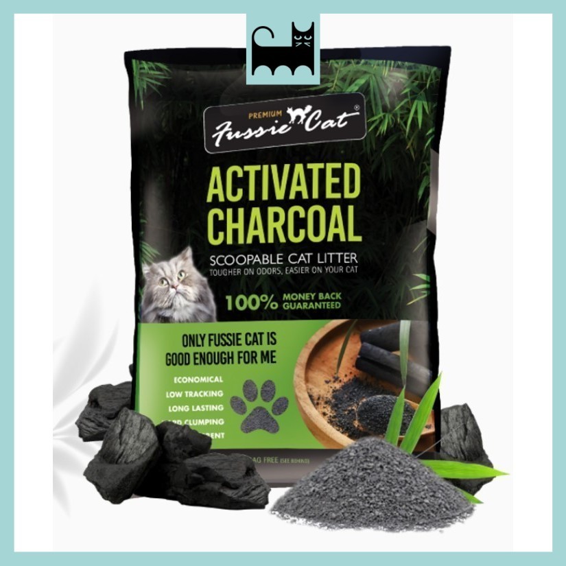 Fussie Cat Bentonite Litter Activated Charcoal Cat Litter Sand/ Pasir ...