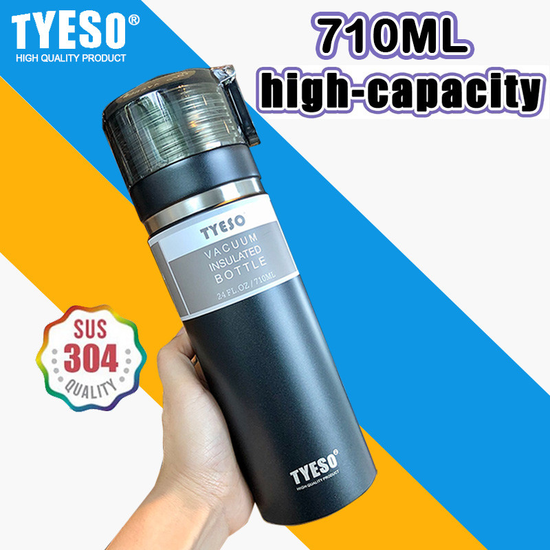 TYESO Original 473ml/710ml Double cover Sports water bottle Tumbler Leak-Proof Lid, 304 ...