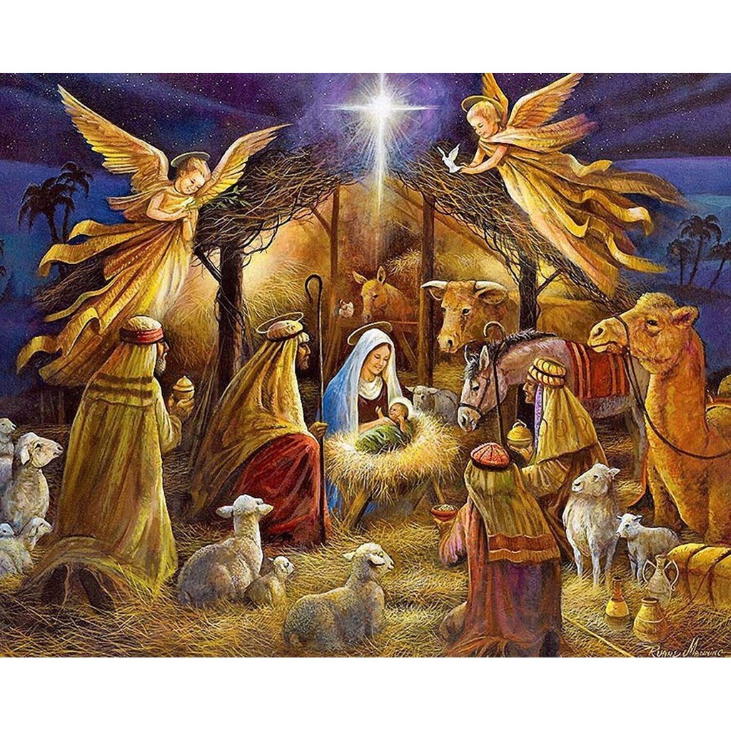 Famous Poster Jesus Nativity Scene Wall Art Christ in a Manger Jesus ...