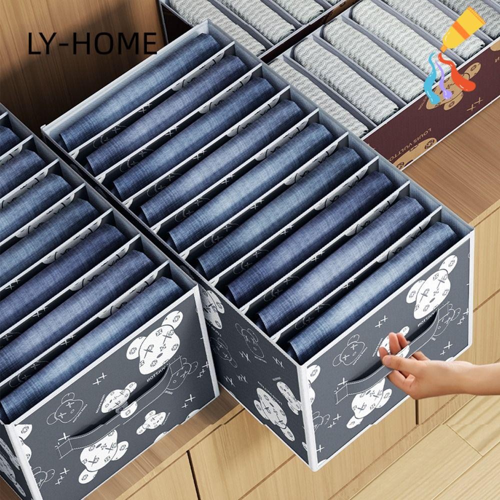 LY-HOME Jeans Storage Box, Breathable with Compartments Drawers ...