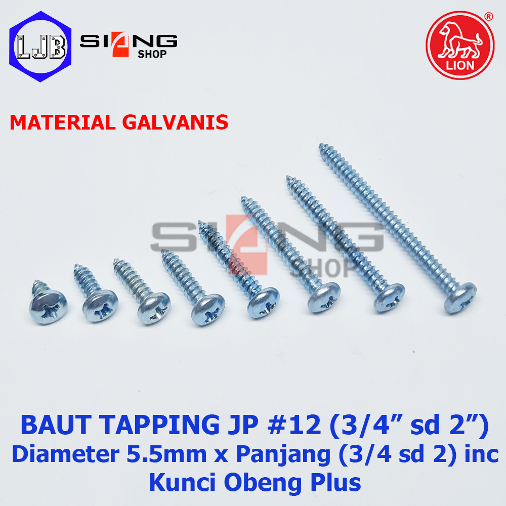 Per Box JP Tapping Bolts 12 LION Galvanized Tapping Screws | Shopee ...