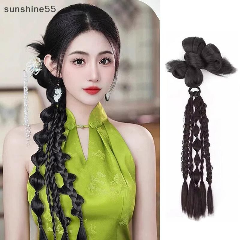 Sun New Chinese Style Ball Head Flower Bud Head Hanfu Ancient Style Wig ...