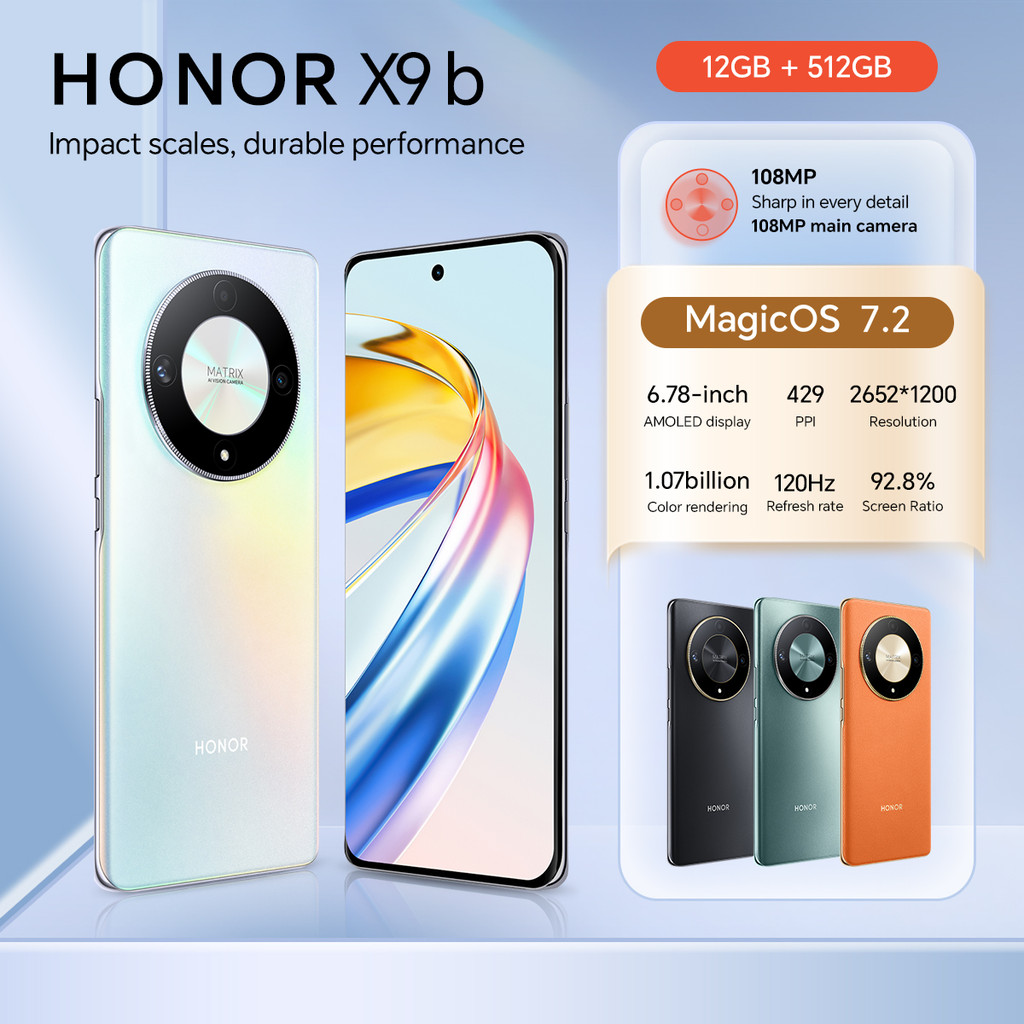 Honor X9b 5G Phone with 6.78"AMOLED 12+512GB / 108MP /Snapdragon 6 Gen1 ...