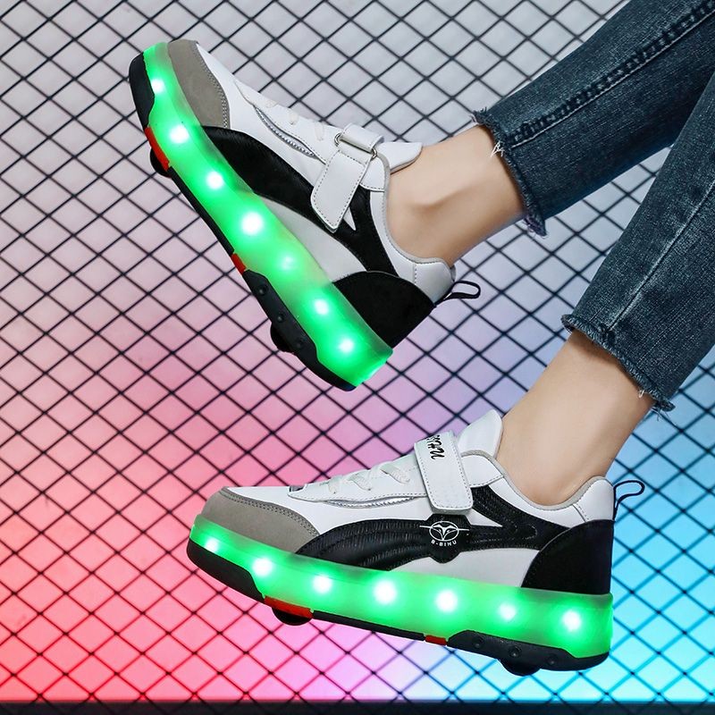 Children's Double-Wheeled Runaway Shoe Wheel Automatic Shrinking Roller ...