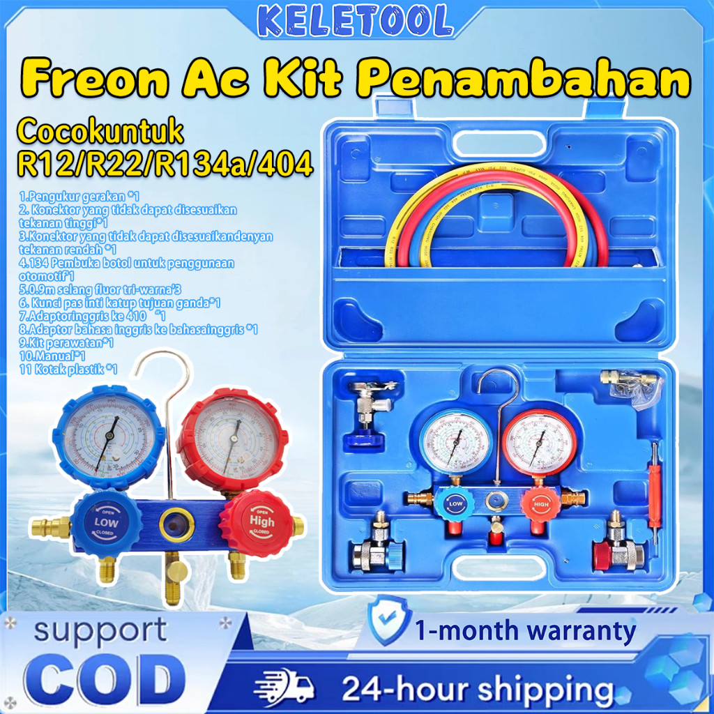 R410A R32 R22 R134A R12 Aircond Meter Set Manifold Gauge Freon Pressure Gauge AC Repair Tool Car ...