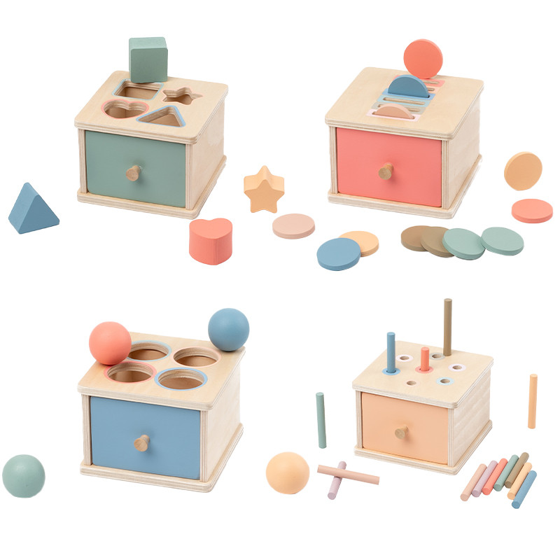 Montessori Toys for Baby Wooden Coin Box Toy Object Permanence Box ...