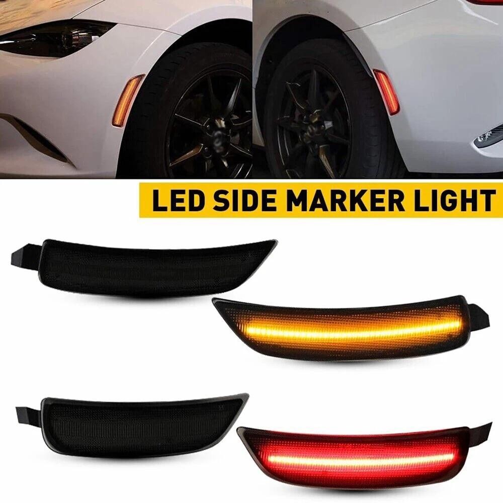 4x LED Front Rear Bumper Side Marker Light Turn Signal Lamp Amber/Red ...