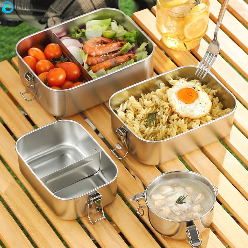 ISITA Food Container, Separated Rectangular 304 Stainless Steel Lunch ...