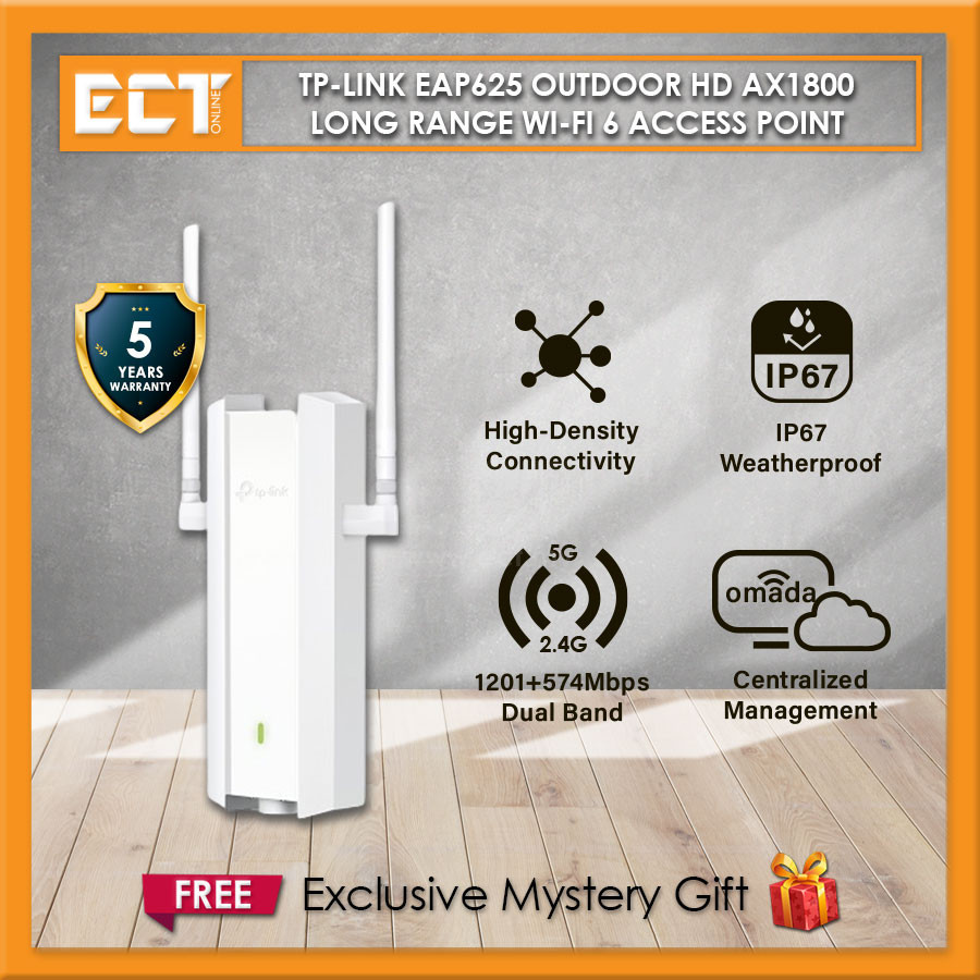 TP-Link EAP625 Outdoor HD AX1800 Long Range Wi-Fi 6 Access Point with High-Density Connectivity ...
