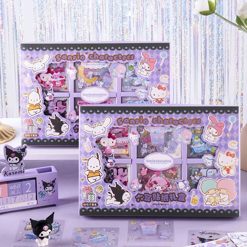 Yuemu Sanrio Stickers Kuromi Stickers Six Palace Grid Gift Box Set Cute ...