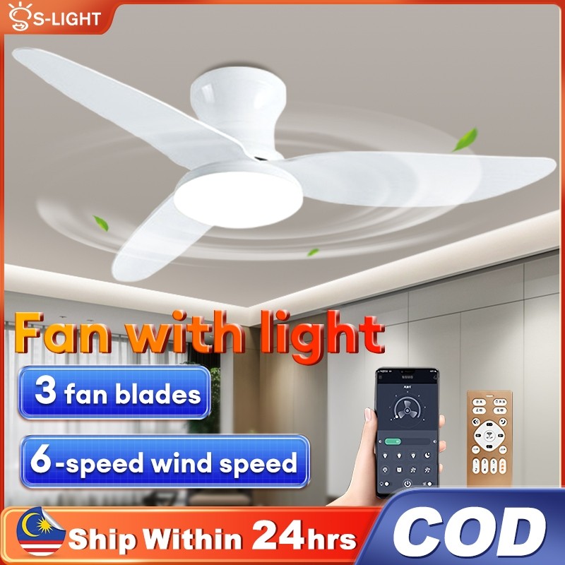 【TOP SELLING】Ceiling Fan With Light 6 Speed Fan Mobile Phone Control ...