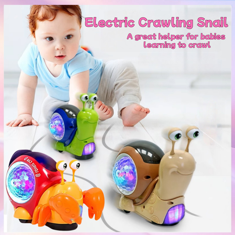 Electric Crawling Snail Hermit Crab Toy Baby Crawl Learning Toy Lights ...