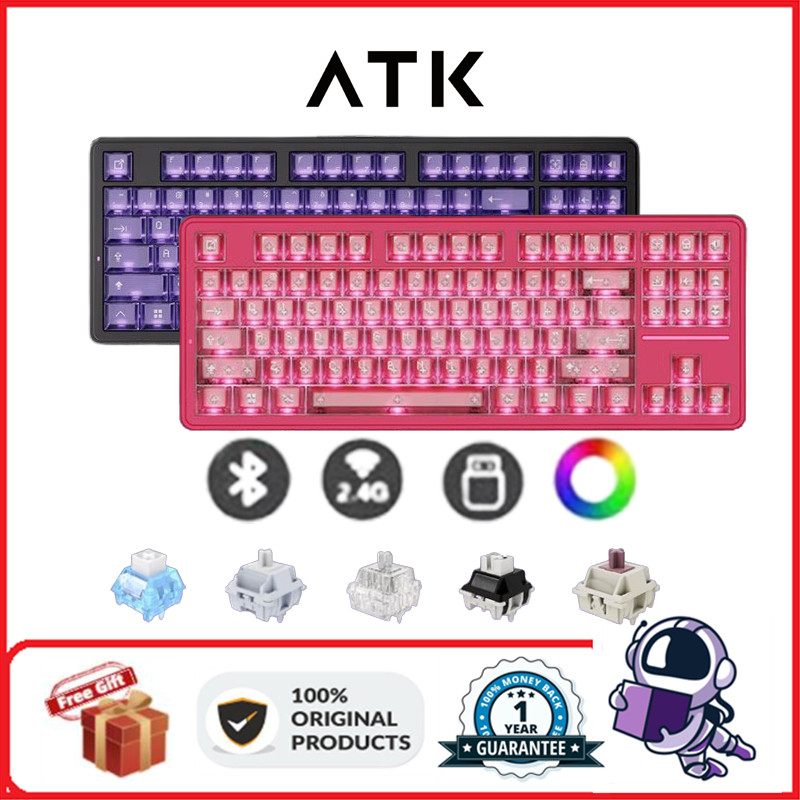 ATK A87 Gaming Wireless Wired/2.4G/Bluetooth Gasket Gaming Office Panorama HIFI Tone Hot-key Hot ...