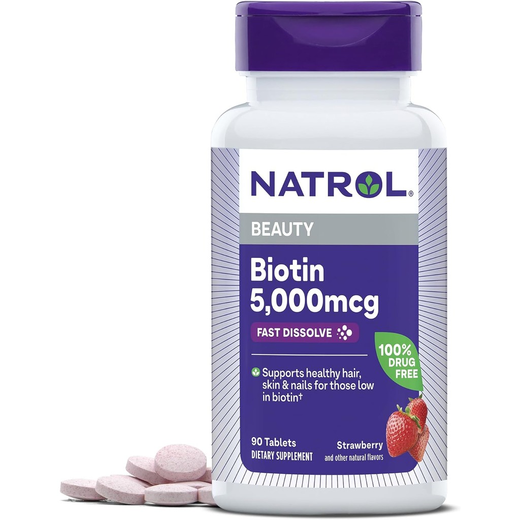 Natrol Beauty Biotin 5000mcg, Dietary Supplement for Healthy Hair, Skin ...