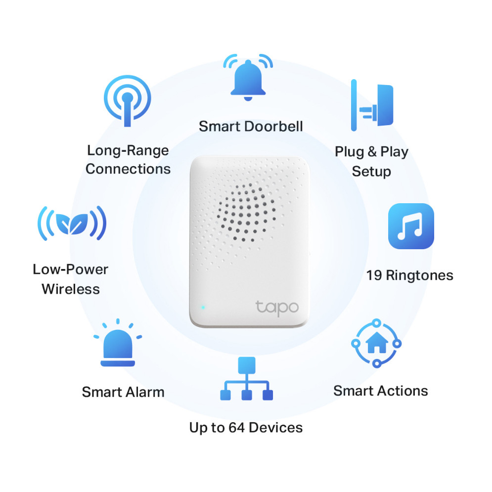 TP-Link Tapo H100 Smart Home IoT Sensor Hub with Chime for Tapo Buttons ...