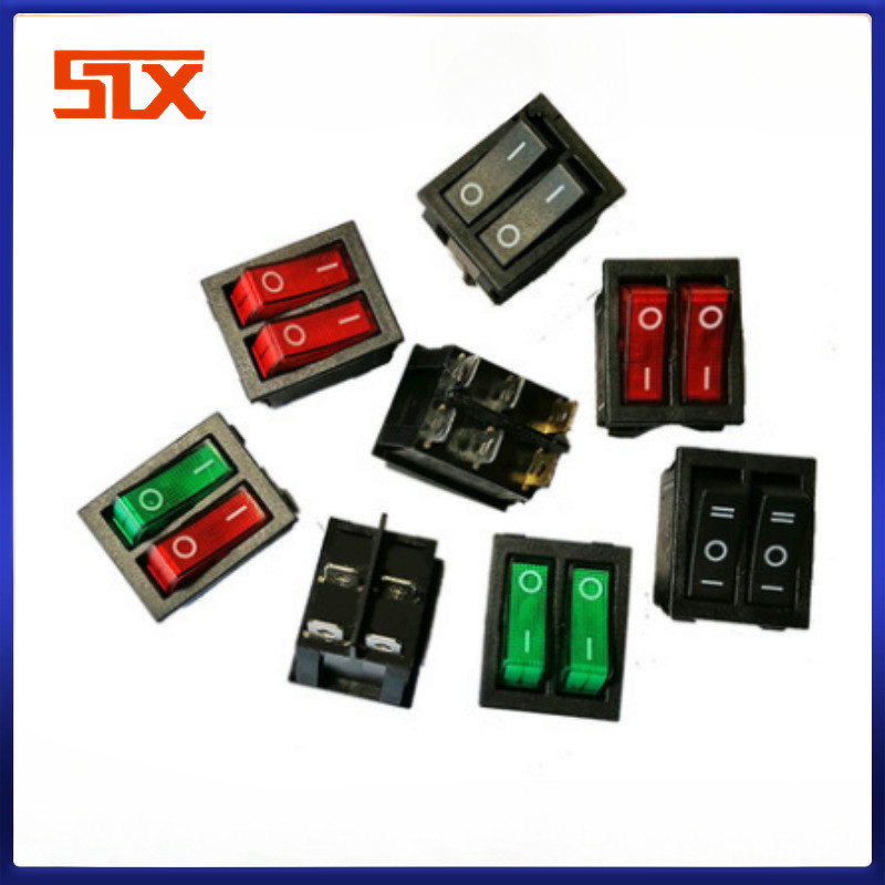 Double Rocker Switch Red Green with Light 2-speed 6-pin Power Push ...