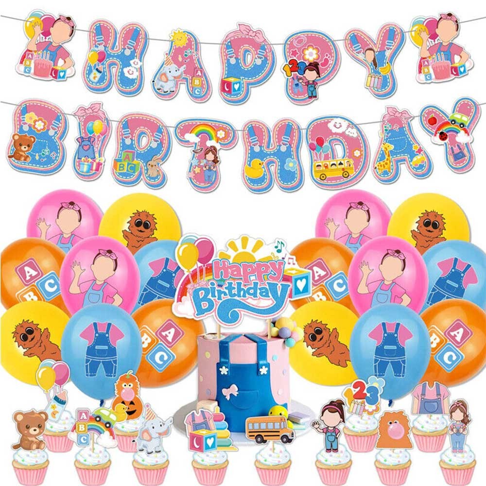 Ms. Rachel Anime Happy Birthday Decoration Banner Cake Toppers Latex ...
