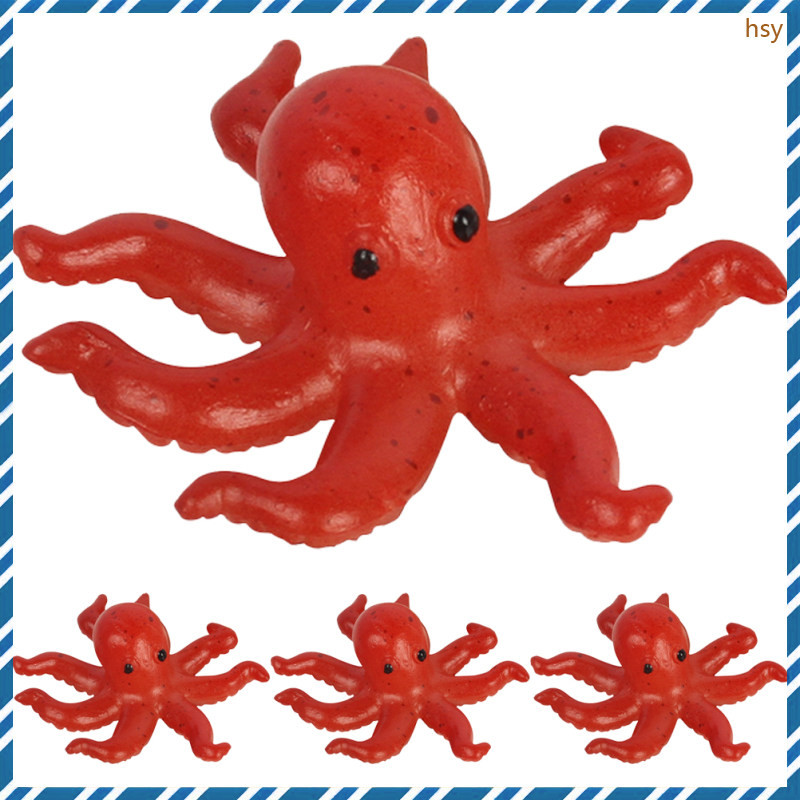 4 Pcs Simulated Octopus Model Cake Topper Ocean Creatures Figure Statue ...