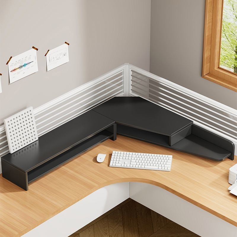 Desk Corner Shelf Computer Elevated Rack Monitor Stand Solid Wood ...