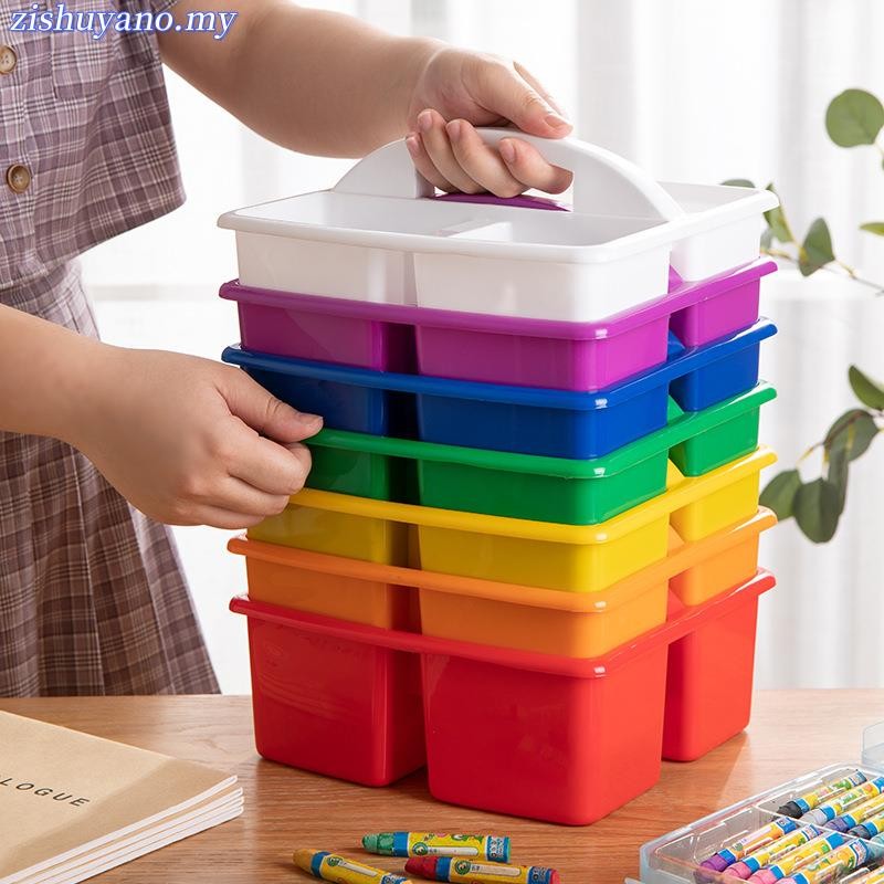 UKI Portable Storage Caddies Box Plastic Divided Basket Bin with 3 ...