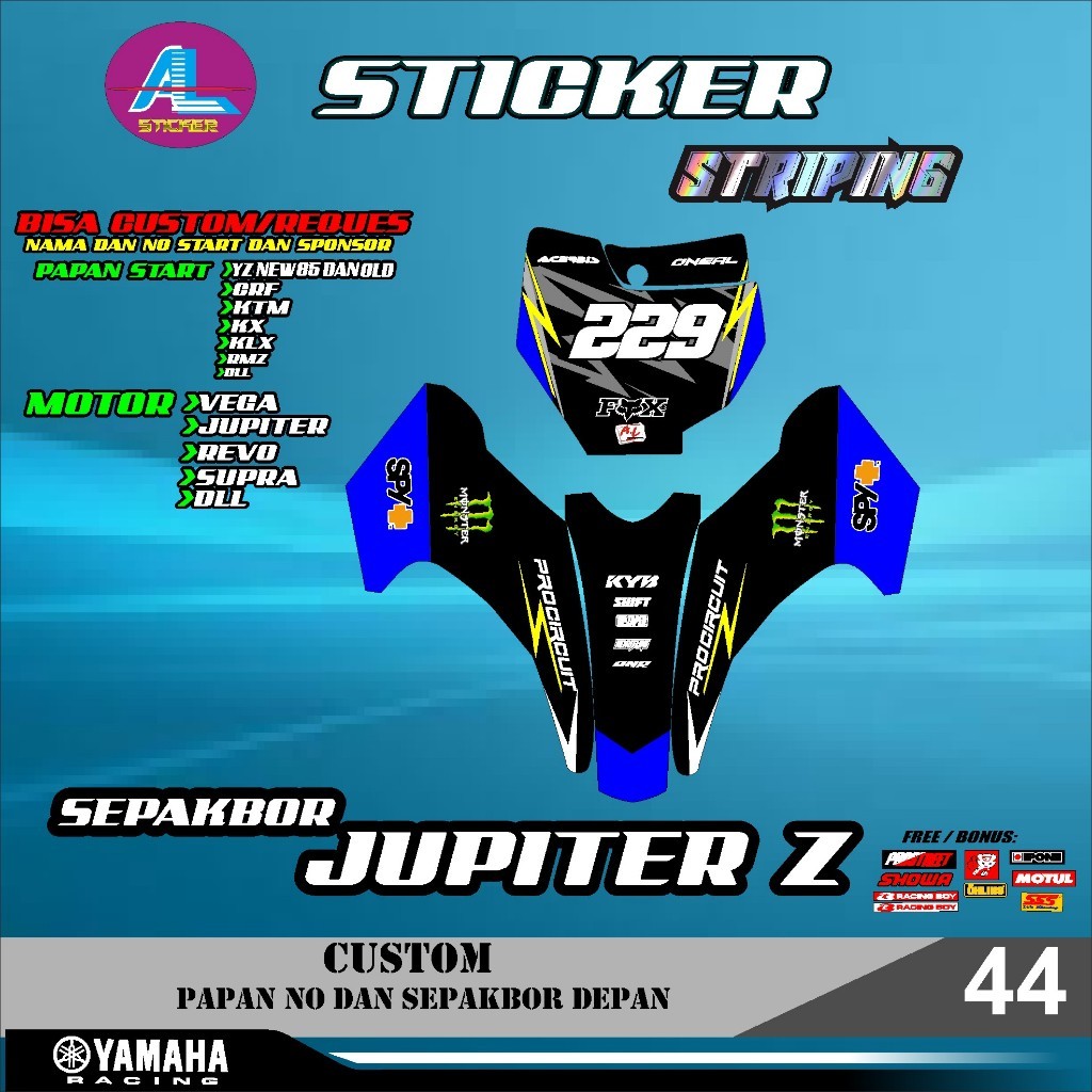 Start NUMBER BOARD DECAL STICKER + FRONT SPAKBOR CRF KLX 150 KLX BF KLX ...