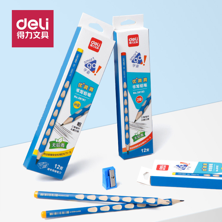 Hot Sale Deli Pencil Hole Pen Triangle Pole School Supplies 2b HB ...