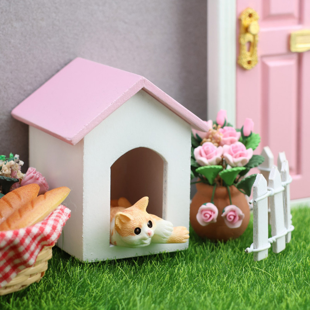 Small Model Decor Miniature Doghouse Model Mini Wooden Pet House for ...