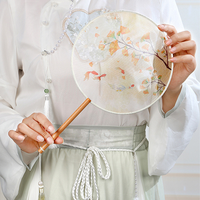 Sg Group Fan Ancient Style Semi-Transparent Long Handle Retro Dance Fan ...