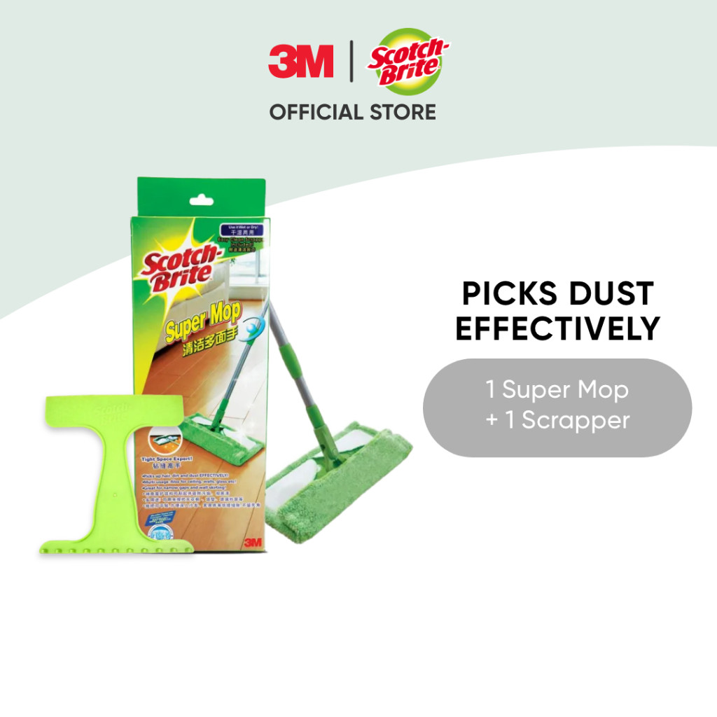 3M™ Scotch-Brite™ Super Mop Set w/ Scrapper, Picks Dust Effectively, 1 ...
