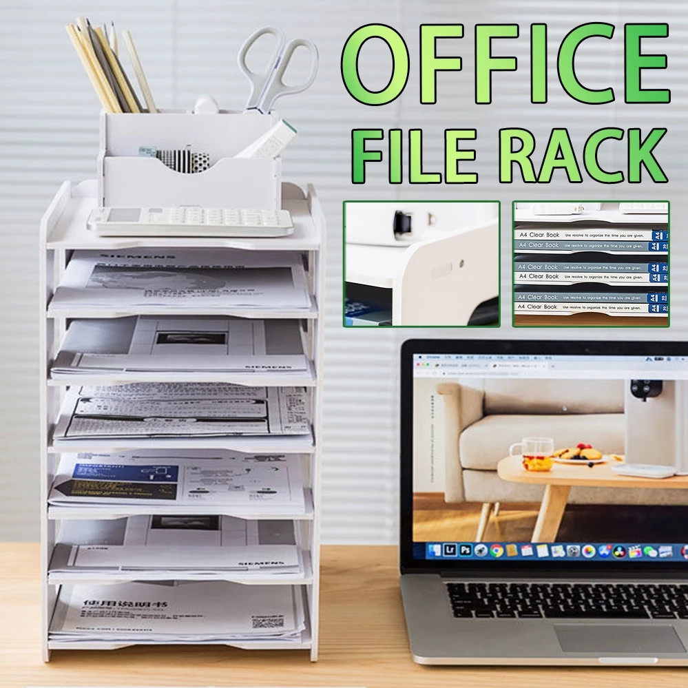 5 tier Hard Board Paper Tray File Desk Organizer Rack Document Table ...