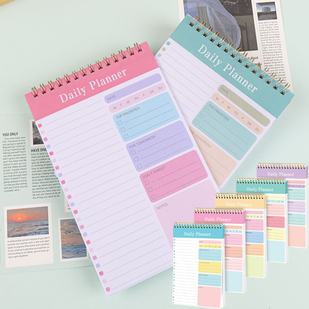 5Pcs/Set A5 Daily Planner Spiral Notebooks Time Management Organizer ...