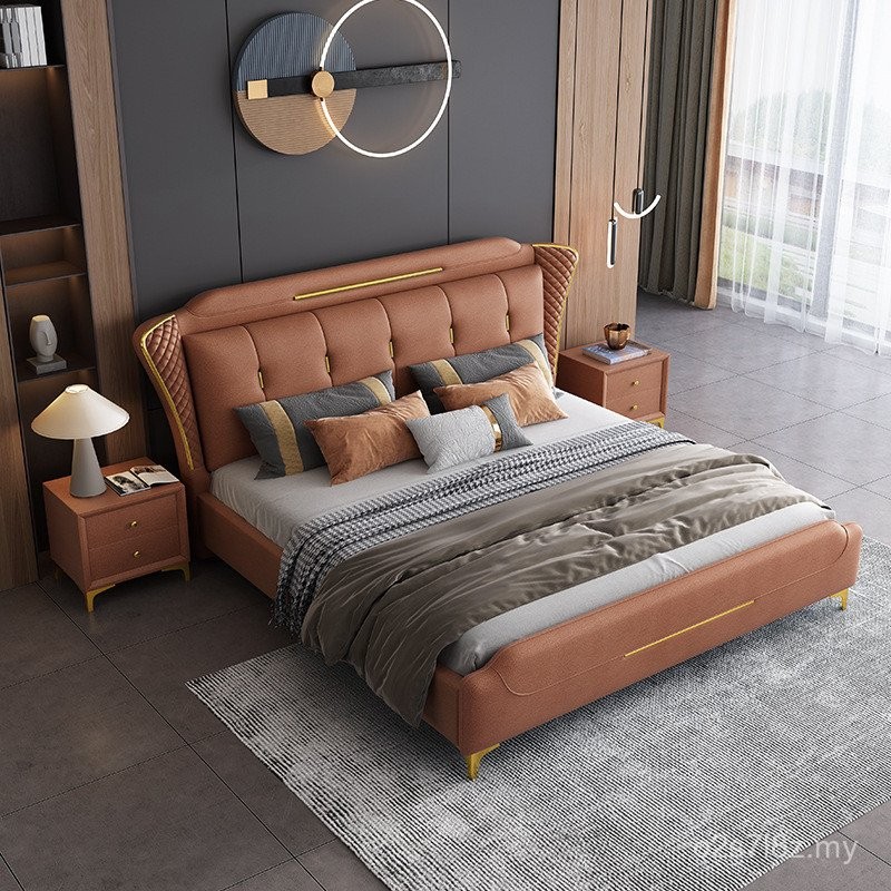 Kain teknologi katil lembut minimalis moden mewah Amerika katil bilik ...