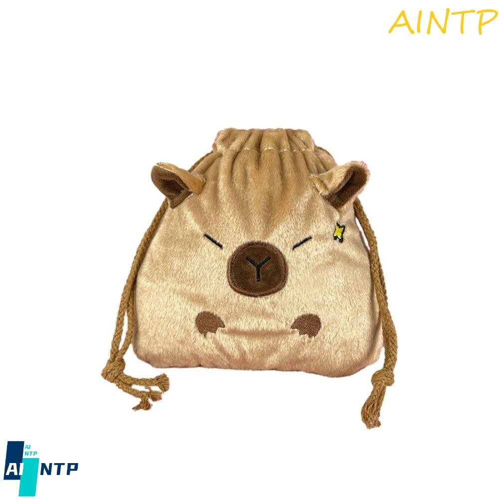 AINTP Capybara Plush Pocket, Animal Large Capacity Capybara Drawstring Bag, Fashion Stuffed Cute ...