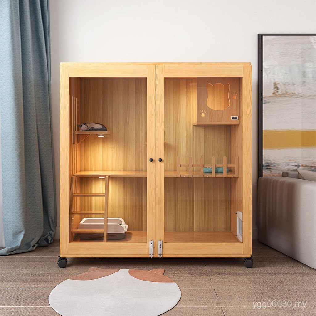Household Cat House Breeding Cage Cat House Cat House Solid Wood Cat ...