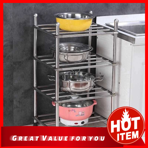 4 Tier Stainless Steel Kitchen Rack Adjustable Organizer 高质量不锈钢四层厨房收纳架 ...