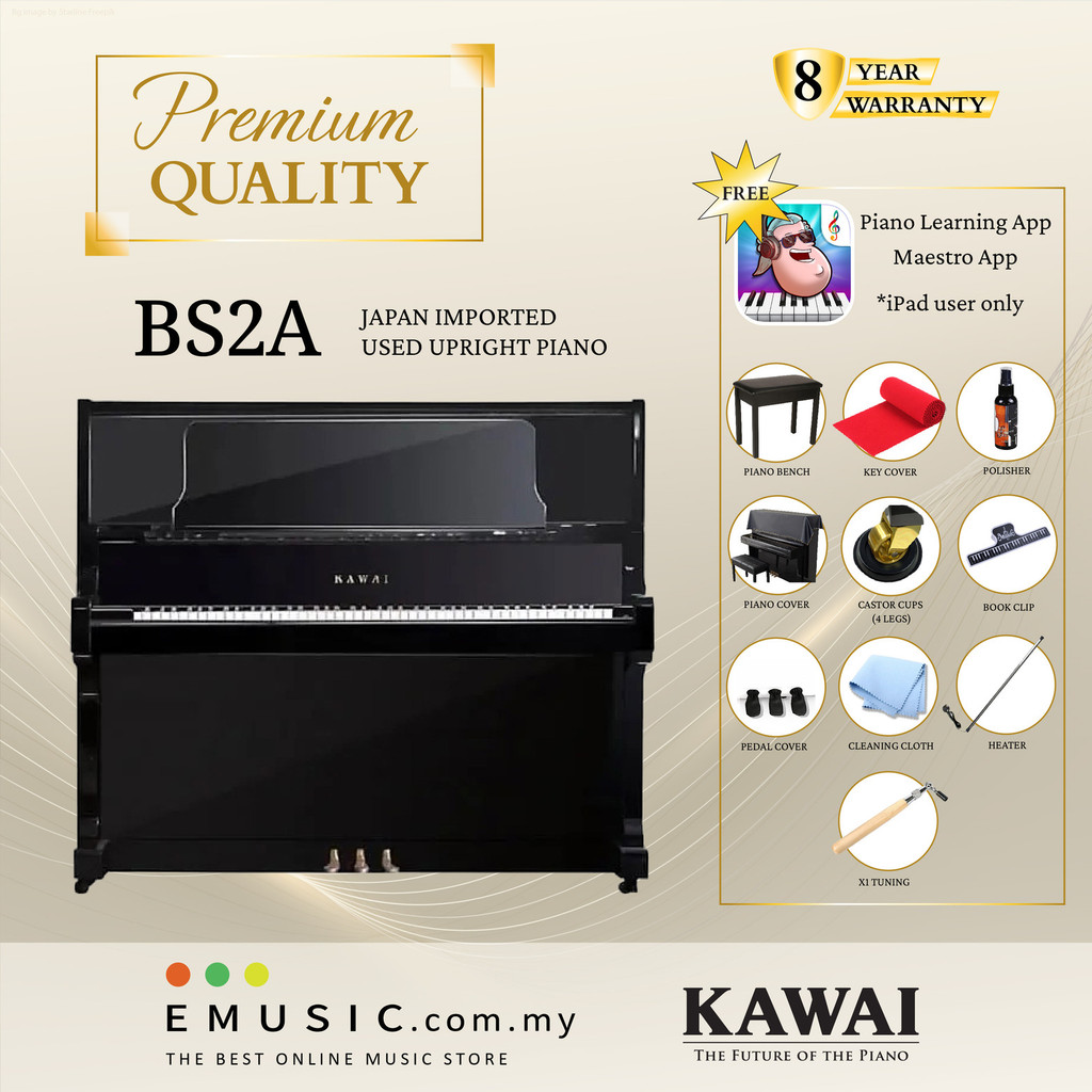 PREMIUM QUALITY KAWAI BS2A - Used Acoustic Upright Piano Japan Imported Local Refurbish Recon ...