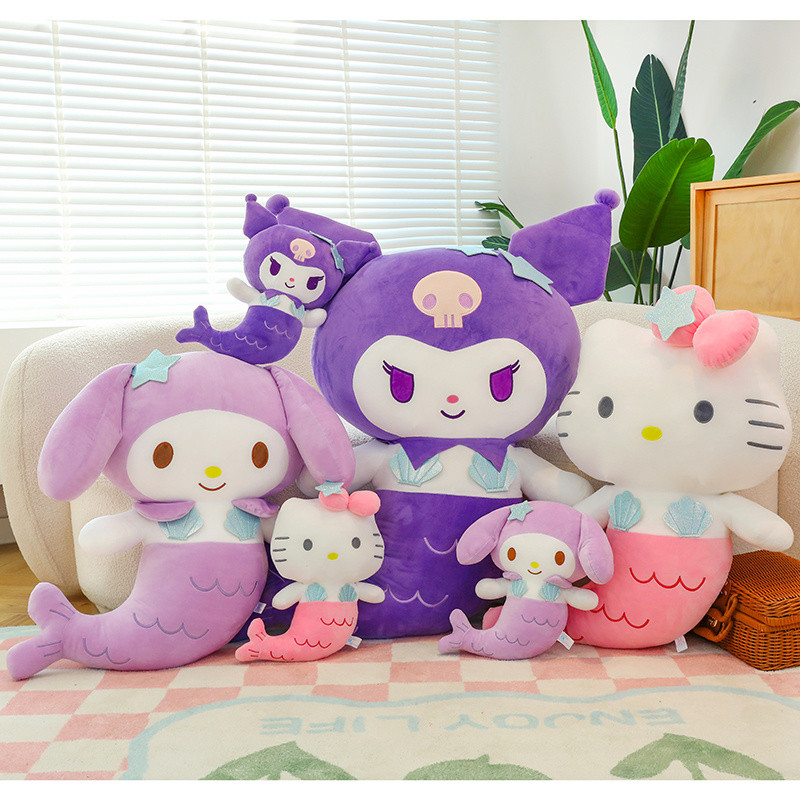 Sanrio Doll Kuromi Melody KT Cat Transformed Mermaid Plush Toy Doll ...