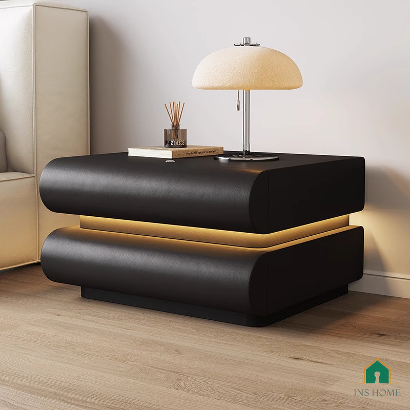 Italian Style Storage Cabinet Touch Control LED Bedside Table with Drawer L50*W40*H40 Kabinet ...