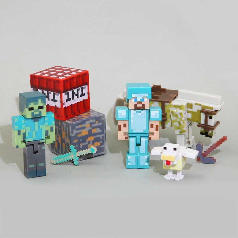 Minecraft Building Blocks Toy Action Figure Set Game Model Creeper Cake ...