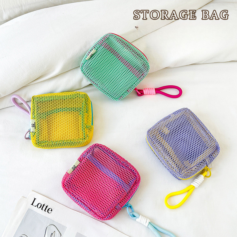 Mesh storage bag, mesh makeup bag, data cable storage bag, organizing ...