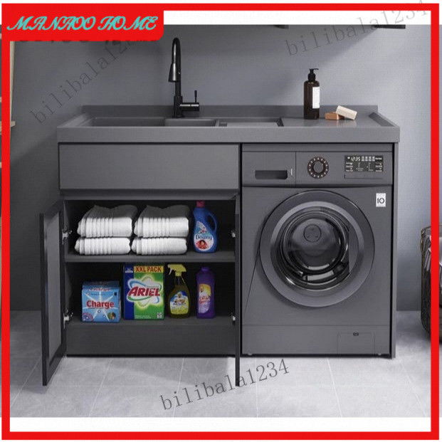 Aluminum Laundry Basin Cabinet Washing Machine Cabinet with Storage for ...