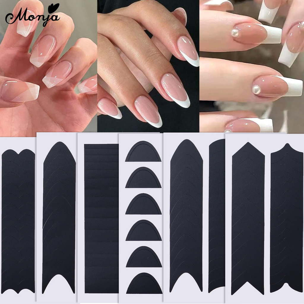 Monja French Nail Art Tips Guides Stickers French Strip Line Tape Wavy ...