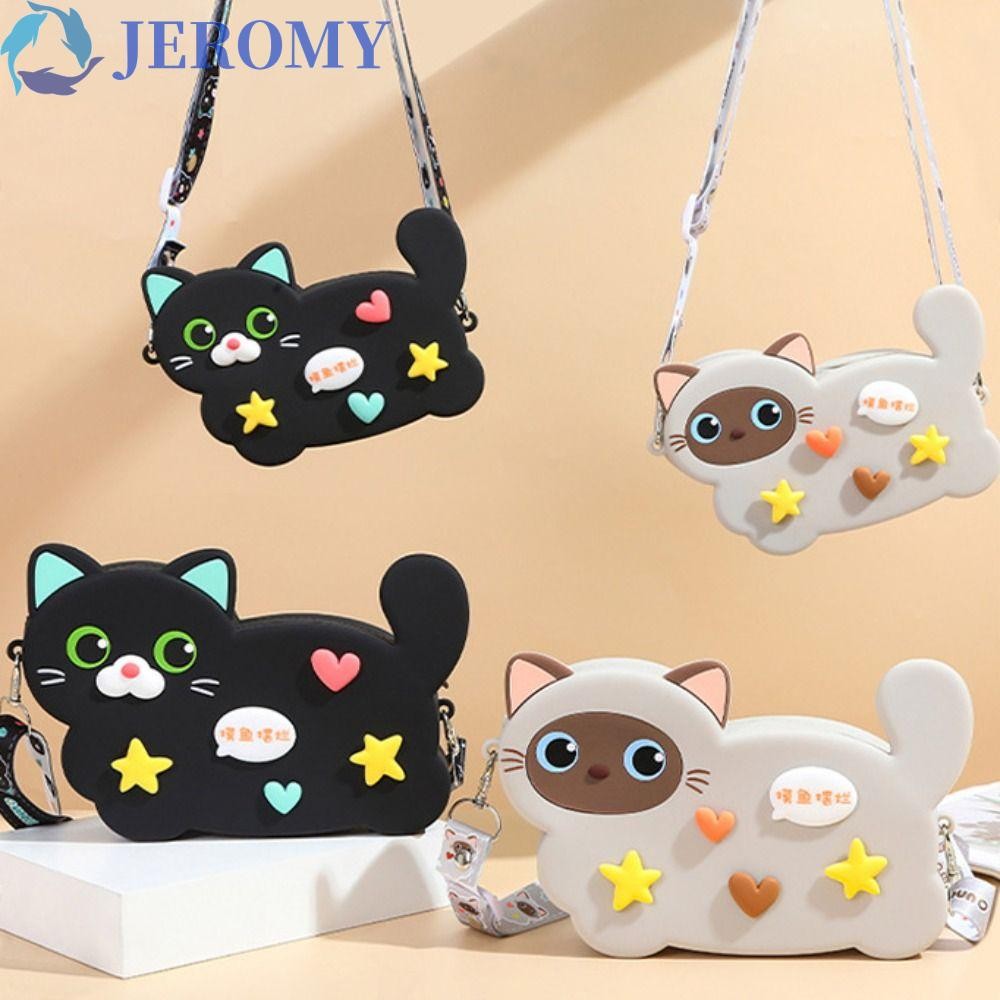 JEROMY Black Cat Silicone Bag, Animal Kawaii Siamese Cat Bag, Fashion ...
