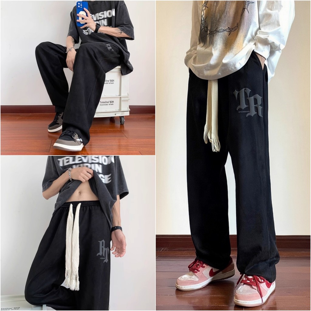 American Retro Street vibe Style baggy tracksuit Casual Pants Men Loose ...