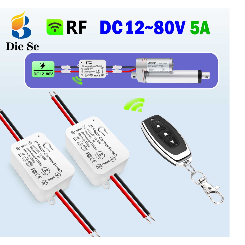Wireless remote control switch for Motor,RF 433MHz DC 12V/24V/48V/72V ...