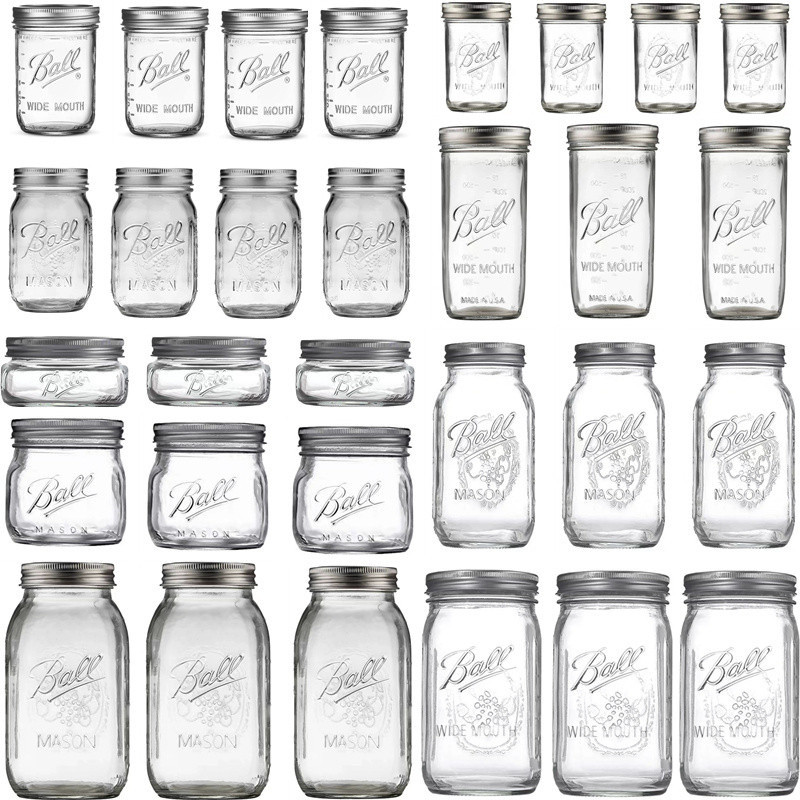 Ball Mason Jar American Split Glass Clear with Cover Bottle Scale ...